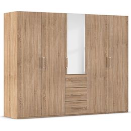 Dreht&uuml;renschrank Rauch, B:251cm H:197cm T:61cm, braun, Holzwerkstoff, Schr&auml;nke, "Kleiderschrank Schrank Garderobe Schlafzimmerschrank EVELYN", in