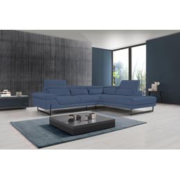 Ecksofa Egoitaliano, B:284cm H:95cm T:108cm, blau, Luxus-Microfaser (100% Polyester) Leder &raquo;BULL&laquo; (echtes Rindsleder). Geschliffenes, pigmentiertes