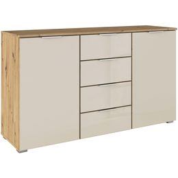 OTTO home "Sideboard Kombikommode Schubladenkommode AGORDO mit Glasfront" in zwei Griff-Farben, Breite 120 cm, vier gro&szlig;e Schubladen, mit insgesamt 4