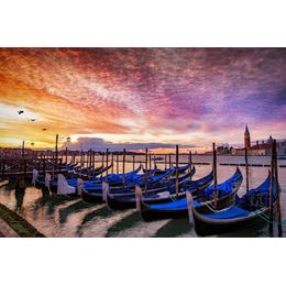 papermoon Fototapete "Venedig Boote", B/L: 4,5m x 2,8m, Bahnen: 9 Stk., bunt, Schlafzimmer, Tapeten