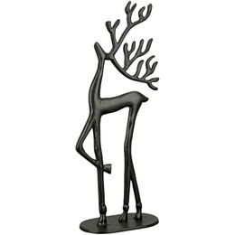 Tierfigur, B:22cm H:52cm T:10cm, schwarz, CASABLANCA BY GILDE, Aluminium, Dekofiguren, "Figur Rentier Nordy schwarz H. 52 cm"