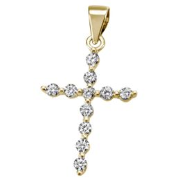 Firetti Damen Kettenanh&auml;nger "Schmuck Geschenk Silber 925 Halsschmuck Anh&auml;nger Kreuz", Silber 925 (Sterlingsilber), 1,2 g, gold, Silber 925
