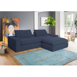 Ecksofa Alina, B:296cm H:84cm T:180cm, blau, Chenille (100% Polyester), Wohnzimmer, Sofas, "Sandy", mit losen Sitz- und R&uuml;ckenkissen