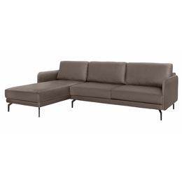 Ecksofa, B:274cm H:85cm T:178cm, beige, CREATION BY ROLF BENZ, Chenille COCO (72% Polyester 15% Baumwolle 13% Polyacryl);Leder OSKAR, Wohnzimmer,