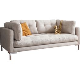 2-Sitzer TRENDS BY HG, B:183cm H:75cm T:92cm, beige, Sofas, "Landau", in Cord-Stoff mit Metallfu&szlig;