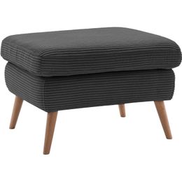 Hocker, B:72cm H:47cm T:62cm, grau, exxpo - SOFA FASHION, Wohnzimmer, Hocker, "Scandi bequem und elegant mit hohem Holzfu&szlig;", bequem und elegant mit