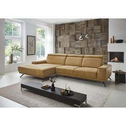 Ecksofa DIE PLANBAR, B:335cm H:89cm T:188cm, gelb, Wohnzimmer, Sofas, "PN-EM22041 L-Form", wahlweise motorisches Canape oder Sitztiefenverstellung