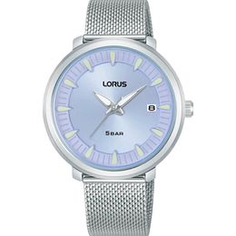 Lorus Damen Quarzuhrsilberfarben, hellblau, Armbanduhren, Armbanduhr, Damenuhr, Edelstahlarmband, analog, Tag