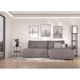 Ecksofa Trendmanufaktur, B:250cm H:82cm T:167cm, grau, 100% Polyester, Wohnzimmer, Sofas, "Fordon II, Schlafsofa mit Bettkasten, Couch in L-Form,