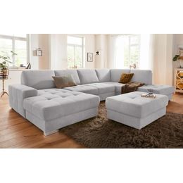 Sit & More Wohnlandschaft SIT & MORE, B:340cm H:82cm T:224cm, silber, Luxus-Microfaser ALTARA NUBUCK (100% Polyester) / Struktur (100% Polyester);Flachgewebe