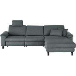Ecksofa 3C CANDY, B:308cm H:91cm T:185cm, grau, 100% Polyester, Wohnzimmer, Sofas, "Mainau L-Form", Relaxfunktion im 1,5-Sitzer, motorische