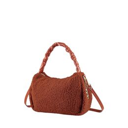 Damen Schultertasche "Teddy", Collezione Alessandro, rot, Kunstfaser, Taschen, aus rostrotem Teddystoff mit Leder