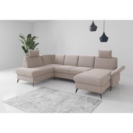 Wohnlandschaft Home Affaire, B:314cm H:93cm T:195cm, grau, 100% Polyester, Sofas, "Rochelle", wahlweise mit Bettfunktion, Bettkasten und