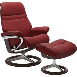 Fu&szlig;hocker stressless, B:57cm H:42cm T:40cm, rot, Leder BATICK: BATICK ist ein leicht korrigiertes, durchgef&auml;rbtes und genarbtes M&ouml;belleder, bei dem