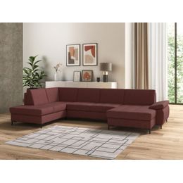 Wohnlandschaft DOMO collection, B:348cm H:84cm T:204cm, lila, 70% Polyacryl, 15% Polyester, 15% Baumwolle, Sofas, "Capelo, komfortabel, klare Linien
