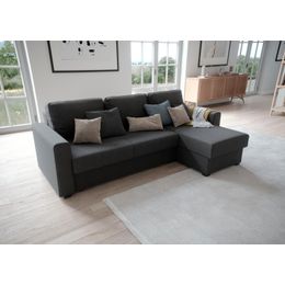 Ecksofa, B:234cm H:89cm T:150cm, grau, ATLANTIC HOME COLLECTION, Struktur (100% Polyester), Wohnzimmer, Sofas, "Dublin L-Form", Bettfunktion und