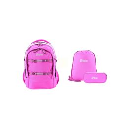 2be Kinder Schulrucksack, pink, Kunstfaser, Rucks&auml;cke, im 3er Set mit Turnbeutel und Federm&auml;ppchen