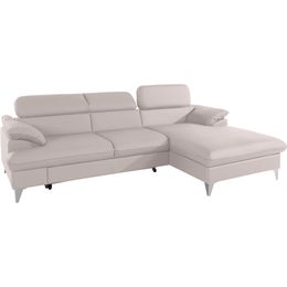 Ecksofa COTTA, B:254cm H:74cm T:167cm, beige, NaturLEDER (echtes Rindsleder) in Sitz und R&uuml;cken. Korpus in passendem Kunstleder SOFTLUX