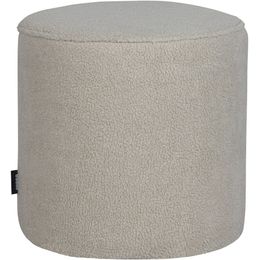Hocker Woood, B:46cm H:46cm T:46cm, wei&szlig;, 100% Polyester, Wohnzimmer, Hocker, "Sara", weich gepolstert, runde Form, H 46 cm x &Oslash; 46 cm