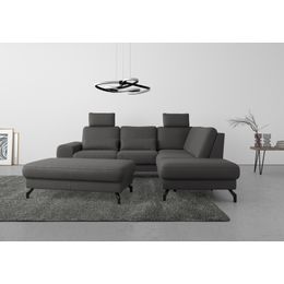 Sit & More Ecksofa SIT & MORE, B:260cm H:88cm T:226cm, grau, Wohnzimmer, Sofas, "Cinturo L-Form", inklusive Sitztiefenverstellung und Federkern, Sitzh&ouml;he 45 cm