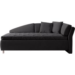 Schlafsofa Alina, B:223cm H:80cm T:112cm, schwarz, Samtstoff TSV (100% Polyester), Jugendzimmer, Sofas, "Lindsay", Bettkasten, Zierkissen-Set aus: 2
