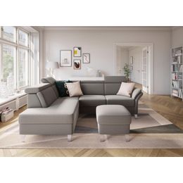 Sit & More Ecksofa SIT & MORE, B:245cm H:84cm T:193cm, grau, Wohnzimmer, Sofas, "Vincenzo L-Form", inklusive Kopfteilverstellung, wahlweise mit Bettfunktion,