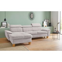 Ecksofa, B:280cm H:79cm T:167cm, silber, exxpo - SOFA FASHION, Luxus-Microfaser Vintageoptik (100% Polyester);Webvelours (92% Polyester, 8% Nylon),