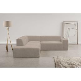 Ecksofa WERK2, B:251cm H:70cm T:262cm, braun, 100% Polyester, Wohnzimmer, Sofas, "Zeus-M, tolles Sofa mit sch&ouml;nen Details, L-Form", Curvy Trend