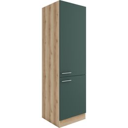 Hochschrank Optifit, B:60cm H:206,8cm T:60cm, gr&uuml;n, Holzwerkstoff, K&uuml;che, Schr&auml;nke, "Bella", Breite 60 cm, H&ouml;he 206,8 cm, 5 F&auml;cher
