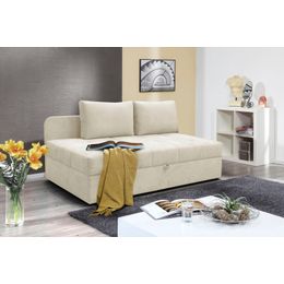 Schlafsofa Alina, B:201cm H:73cm T:95cm, wei&szlig;, Struktur fein XBO (100% Polyester), Jugendzimmer, Sofas, "Marla", inkl. Stauraum und 2 R&uuml;ckenkissen