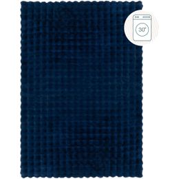 Hochflor-Teppich FLAIR RUGS, B:180cm H:35mm L:290cm, blau, Kunstfaser, Teppiche, "Waffle Faux Fur", Waffelmuster, waschbarer Kunstpelzteppich