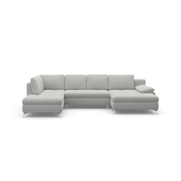 Sit & More Wohnlandschaft SIT & MORE, B:326cm T:201cm, silber, Sofas, "Latigo U-Form", mit Recamiere, wahlweise mit Bettfunktion und Bettkasten