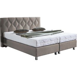 Boxspringbett, B:215cm L:210cm, grau, Westfalia Schlafkomfort, Bezug Bett: Microvelours (100% Polyester) oder Feinstruktur (100% Polyester);Bezug