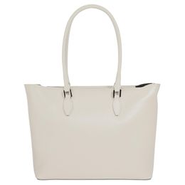 CLUTY Damen Shopper, wei&szlig;, Leder, leicht gl&auml;nzend, unifarben, Taschen, echt Leder, Made in Italy