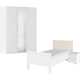 Schlafzimmer-Set Rauch, wei&szlig;, Holzwerkstoff, Schlafzimmerm&ouml;bel-Sets, "Komplettschlafzimmer Schlafzimmer EVELYN", Schrank und Bett in 2 Breiten,