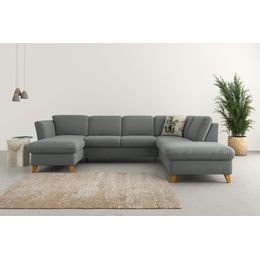 Wohnlandschaft Home Affaire, B:307cm H:86cm T:213cm, grau, 100% Polyester, Sofas, "Trelleborg U-Form", Federkern-Polsterung, wahlweise mit