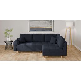 Ecksofa Home Affaire, B:231cm H:81cm T:161cm, blau, 100% Polyester, Wohnzimmer, Sofas, "CHARRE L-Form mit Ottomane, Ma&szlig;e B/T/H: 231/161/81 cm", feine