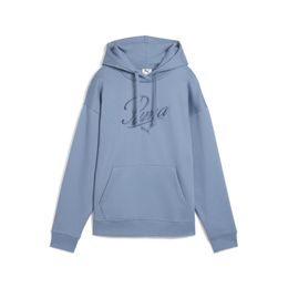 Puma Damen Hoodie "Essentials Script Comfort Hoodie Damen"cool blau, Gr. XXS, Obermaterial: 32% Polyester, 68% Baumwolle; Kapuzenfutter: 100%