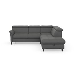 Sit & More Ecksofa SIT & MORE, B:252cm T:216cm, grau, 100% Polyester, Wohnzimmer, Sofas, "Marano L-Form", inklusive Kopfteilverstellung, wahlweise mit