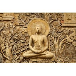 papermoon Fototapete "Buddah", B/L: 3,5m x 2,6m, Bahnen: 7 Stk., bunt, Schlafzimmer, Tapeten
