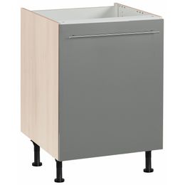Sp&uuml;lenschrank Optifit, B:60cm H:87cm T:58,4cm, grau, K&uuml;che, Schr&auml;nke, "Bern", 60 cm breit, mit 1 T&uuml;r, mit h&ouml;henverstellbaren F&uuml;&szlig;en, mit Metallgriff