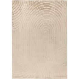 Teppich Carpet City, B:160cm H:12mm L:230cm, beige, Obermaterial: 100% Polyester, Wohnzimmer, Teppiche, "WAVES 501", Kurzflor, Hochtief-Muster/