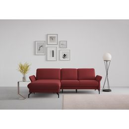 Sit & More Ecksofa SIT & MORE, B:253cm H:84cm T:165cm, rot, Wohnzimmer, Sofas, "Fashion L-Form", wahlweise mit Kopfteilverstellung und Vorziehsitz, motorisch