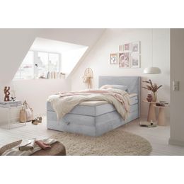 Boxspringbett, B:121cm L:209cm, grau, ED EXCITING DESIGN, 92% Polyester, 8% Nylon, Jugendzimmer, Komplettbetten, "Luzern", inkl. Bettkasten