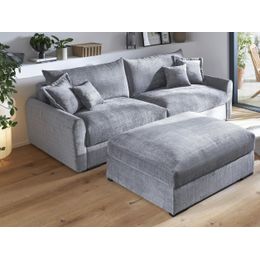 Big-Sofa Home Affaire, B:190cm T:123cmdunkelgrau, 100% Polyester, Sofas, "Finka, Breite 190 cm", Mega-Sofa, Cord oder Chenille-Struktur, mit