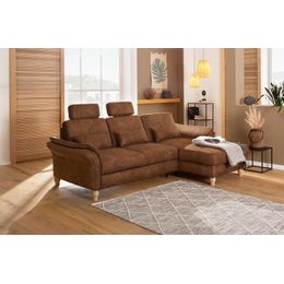 Ecksofa Home Affaire, B:266cm H:89cm T:164cm, braun, Struktur fein (100% Polyester);Struktur (100% Polyester);Luxus-Microfaser Lederoptik (100%