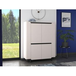 Vitrine FORTE, B:130,3cm H:161,1cm T:44,8cm, beige, Wohnzimmer, Schr&auml;nke, "Vodol", Highboard, Soft Close, ABS Kanten