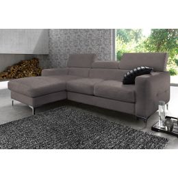 Ecksofa COTTA, B:226cm H:92cm T:105cm, grau, Microfaser PRIMABELLE (100% Polyester);NaturLEDER in Sitz und R&uuml;cken/Kunstleder im Korpus;NaturLEDER