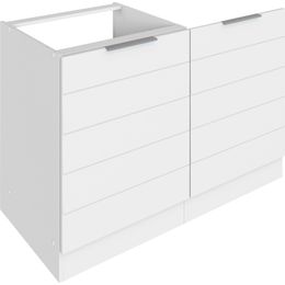 Sp&uuml;lenschrank KOCHSTATION, B:120cm H:82cm T:60cm, wei&szlig;, MDF, K&uuml;che, Schr&auml;nke, "KS-Luhe", 120 cm breit, hochwertige MDF-Fronten mit waagerechter Lisene