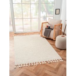 Hochflor-Teppich, B:140cm H:24mm L:200cm, wei&szlig;, MyFlair M&Ouml;BEL & ACCESSOIRES, Polyester, Polypropylen (PP), Teppiche, "Moroccan Pureness", moderner